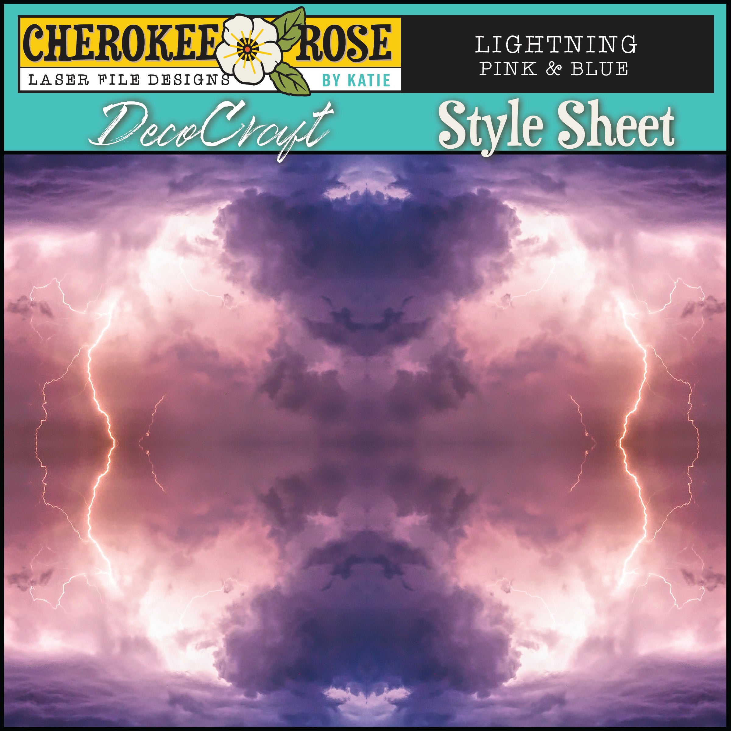 DecoCraft - Cherokee Rose - Style Sheet - Pink & Blue Lightning – H & H Creations