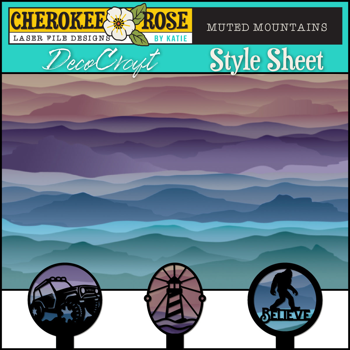 DecoCraft - Cherokee Rose - Style Sheet - Muted Mountains – H & H Creations