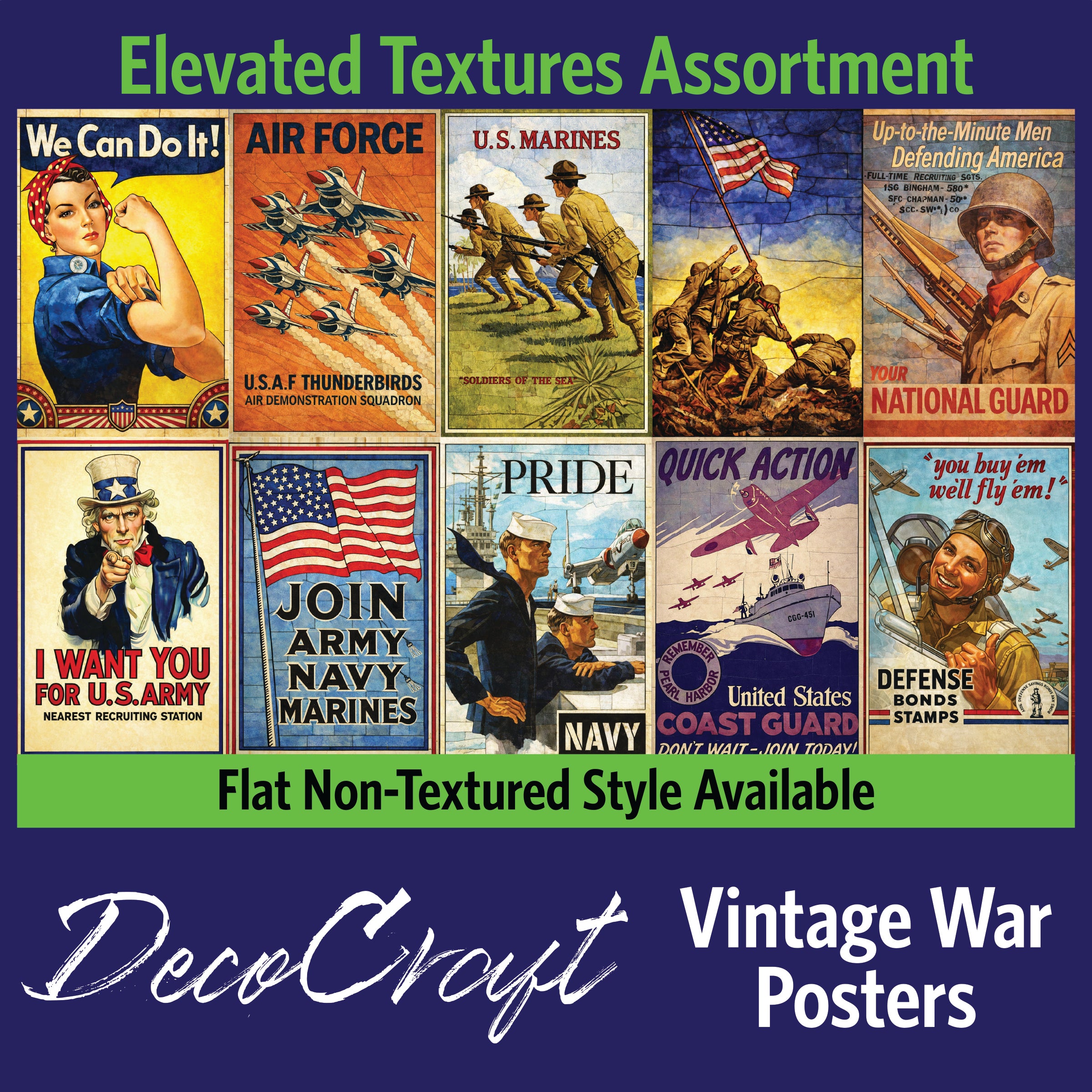 DecoCraft - Elevated Texture Tiled Scenes - Vintage War Posters – H & H ...