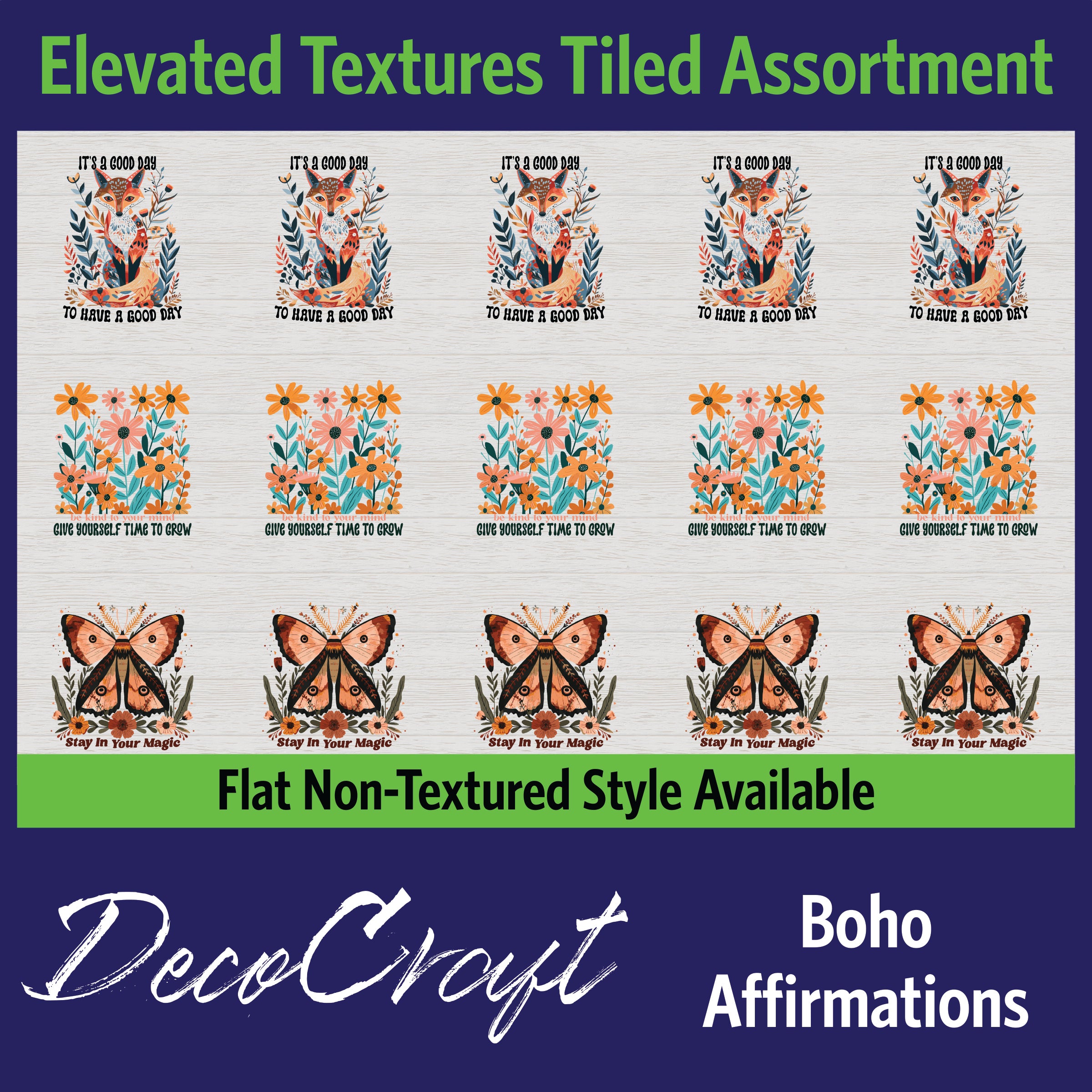 DecoCraft - Scenic Elevated Texture Tiles - Boho Affirmations – H & H ...