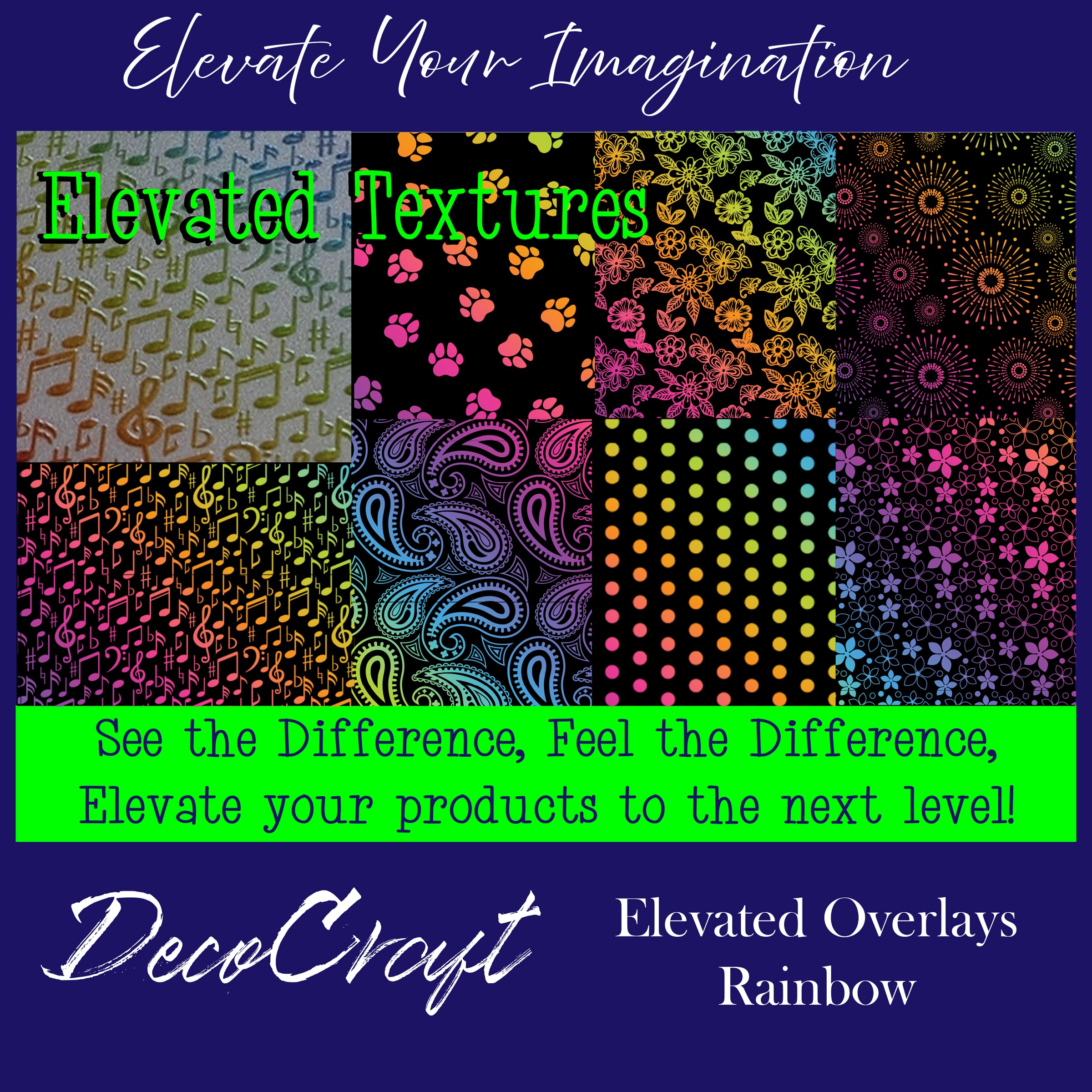 DecoCraft - Elevated Textures - Rainbow Pattern Overlays – H & H Creations