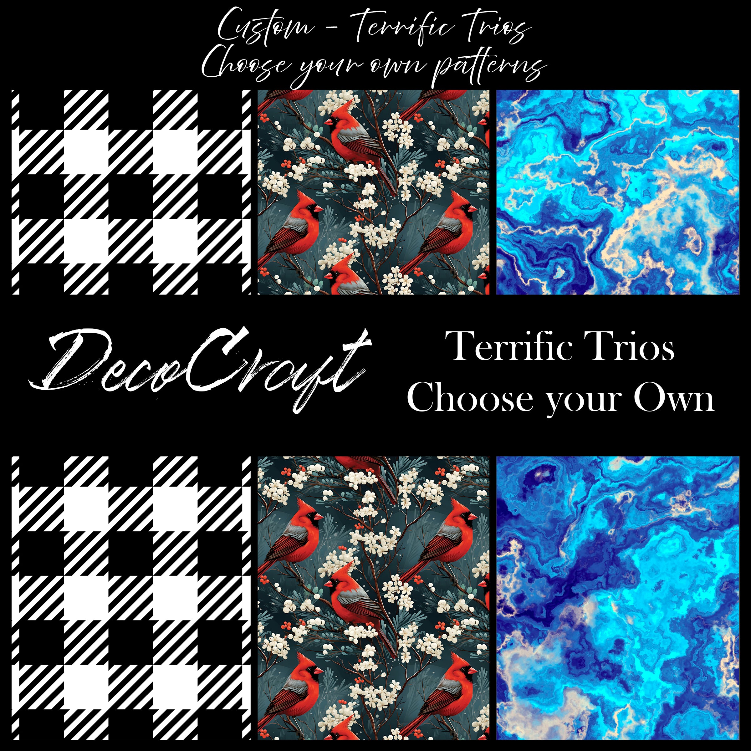 DecoCraft Custom - Terrific Trios - Choose Your Patterns - Elevated Te ...