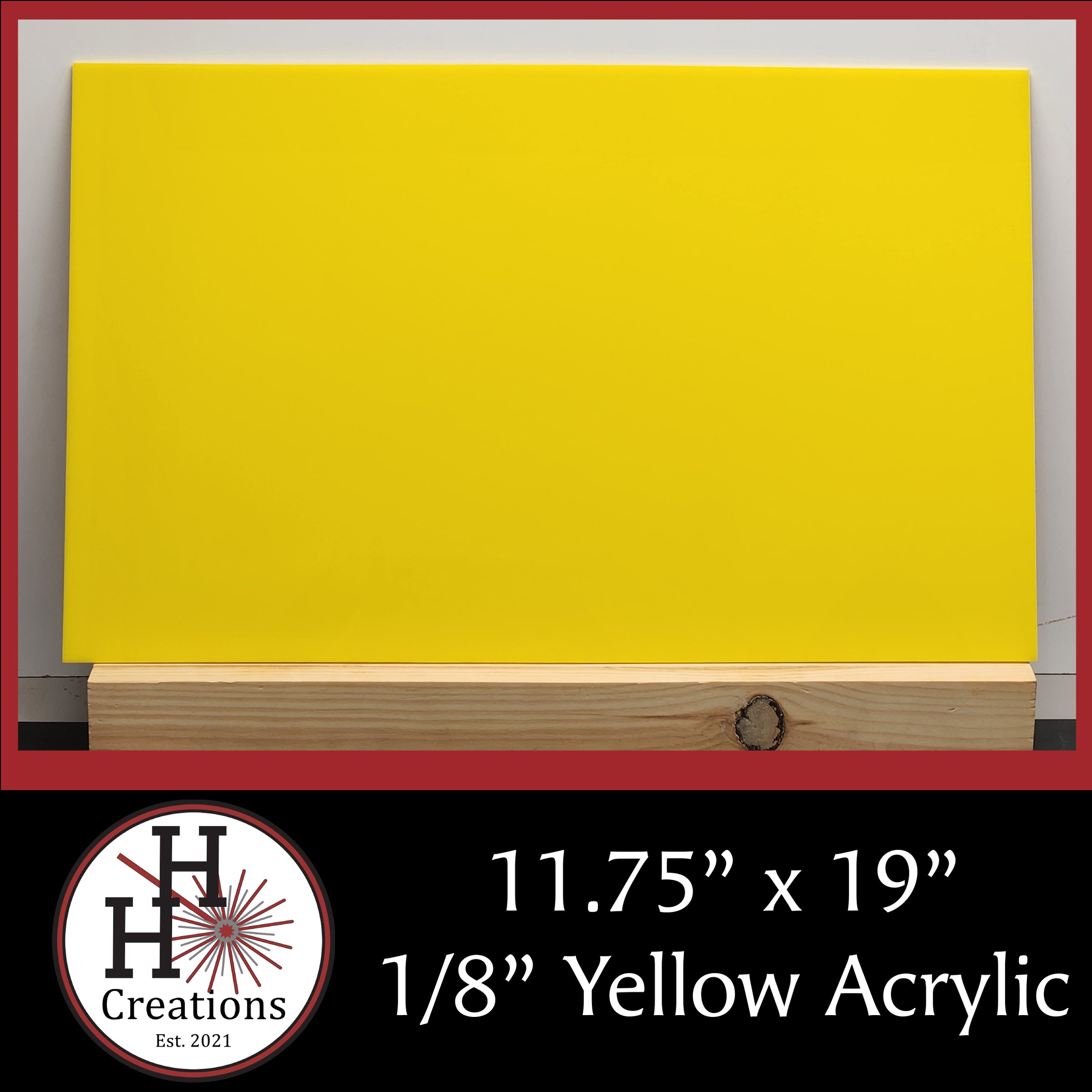 1/8" Yellow Cast Acrylic Sheets - Glossy on Both Sides - 11.75" x 19 ...